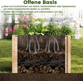 Costway Vyvýšený záhon dřevěný zahradní záhon hluboký květináč s otevřeným dnem