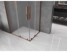 Mexen Velar L Duo, sprchový kout s posuvnými dveřmi 100 x 90 cm, 8mm sklo námraza, růžové zlato, 871-100-090-02-33-60