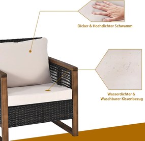 Costway Sada 3 kusů ratanového zahradního nábytku Polyratanová sada salonků
