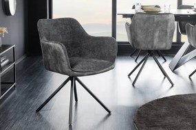 Designová otočná židle Rahiq tmavě šedý samet