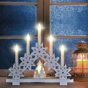 Solight LED vánoční svícen s hvězdami / 30cm / 5x LED / 2x AA