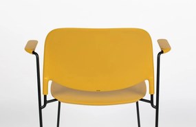 White Label Horčicově žlutá plastová jídelní židle WLL Stacks s područkami