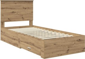 Rám postele s čelo Artisanový dub 90 x 190 cm Kompozitní dřevo 3411367