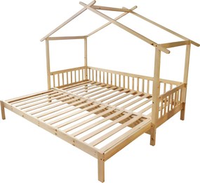 Montessori postel s přistýlkou, přírodní, 90x200, KESIO