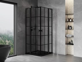 Mexen Mist L Duo sprchový kout s otevíracími dveřmi 120 x 120 cm, černá mřížka, černý - 8A4L-120L-120P-70-77