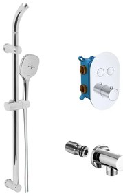 Mereo Mereo, Vanový set s termostatickou podomítkovou tlačítkovou baterií - 2-cestná - oválný kryt, CB60106TB1