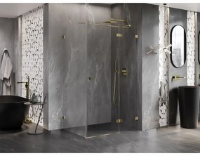 Mexen Lunar T, sklopný sprchový kout pravý 115 x 70 cm, 8mm čiré sklo, zlatý profil, 834T-115-070-50-00-P