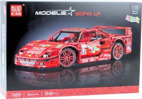 LEAN Toys Stavebnicové kostky – sportovní závodní auto, červené, měřítko 1:10, 2688 dílků
