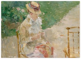 Obraz - Berthe Morisot French, Young Woman Knitting, reprodukce (70x50 cm)