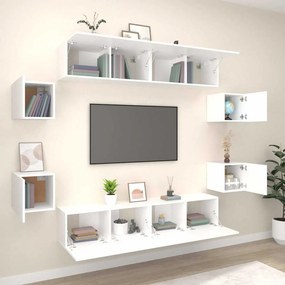 8dílný set TV skříněk bílý kompozitní dřevo 3114214