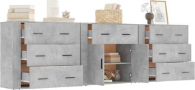 Příborníky 3 ks betonově šedé kompozitní dřevo 3185427