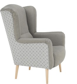designové křeslo, ušák, látka capuccino/vzor, Tempo Kondela BELEK