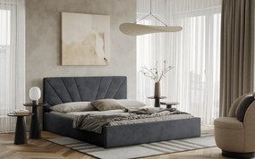 Postel LATINA 140x200 tmavěšedá s úložným prostorem