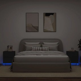 vidaXL Noční stolky s LED osvětlením 2 ks černé kompozitní dřevo