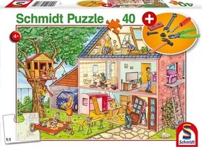 SCHMIDT Puzzle Pracovití řemeslníci / 40 dílků / s dětským nářadím