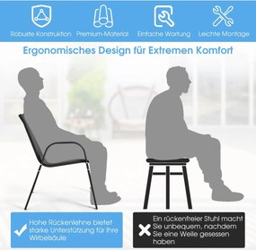 Costway 3 ks. Balkonmöbel Set Bistrotisch mit 2 Stapelbare Stühlen Balkonset
