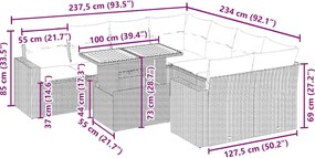 9dílná zahradní sedací souprava s poduškami béžová polyratan 3271240