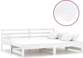 Výsuvná denní postel 2 × (90x200 cm) bílá masivní borové dřevo 3083660