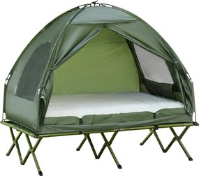 Outsunny Vysoké Křeslo s Stanem, Kempingová Postel s Nafukovacím Matracovým Pumpou a Taškou 193 x 136 x 180 cm pro 2 Osoby až do 160 kg, Široká Skláda