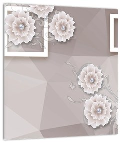 Obraz s béžovými květy (30x30 cm)