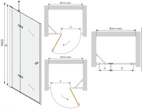 Mexen ROMA sprchové otevírací dveře ke sprchovému koutu 85 cm, 854-085-000-01-00