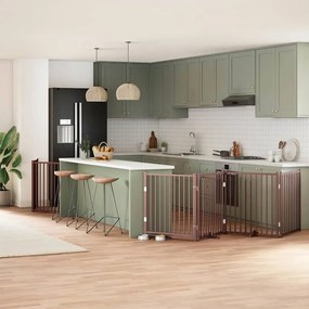 Zábrana pro psy s dvířky skládací 12 panelů hnědá 960 cm topol 3155752