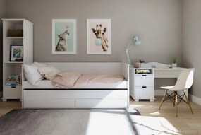 BabyBeds Praktická postel s přistýlkou a úložným prostorem HOMNES 200x90 bílá Matrace k posteli?: Ano, pěnové matrace o výšce 10 cm Bílá