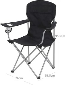 Kempingové židle NOMAD, set 2ks, černá SongmicsHome