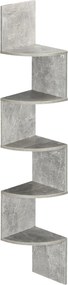 HOMCOM Stěnná rohová polička v zigzag designu 20Š x 20H x 126V cm, 5 úrovní, dřevo, šedá