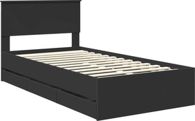 Rám postele se zásuvkou Černá 100 x 200 cm Inženýrské dřevo 3410736