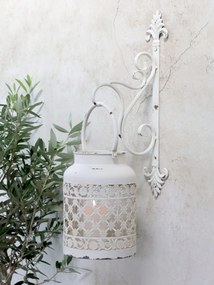 Krémový antik závěsný kovový hák na lucernu Mounted - 8*17*41cm