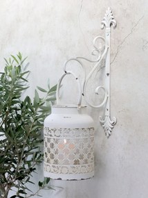 Krémový antik závěsný kovový hák na lucernu Mounted - 8*17*41cm