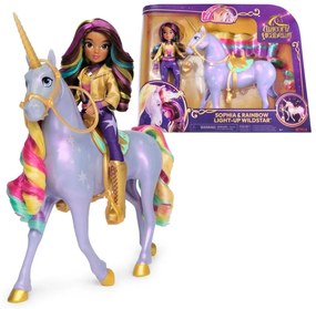 Figurky unicorn academy světelný jednorožec wildstar 28 cm s panenkou sophia 24 cm