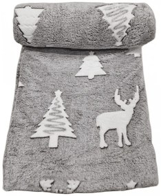 Svítící mikroplyšová deka Vánoční motiv 1 šedá
