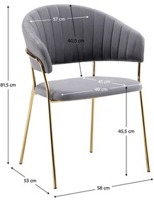 Kondela Designové jídelní křeslo, šedohnědá Velvet látka/gold chrom zlatý, DASMIN TYP 1