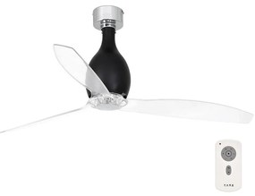 FARO Barcelona FARO 32026-Stropní ventilátor MINI ETERFAN černá/čirá pr.128 cm+dálkové ovládání FA32026