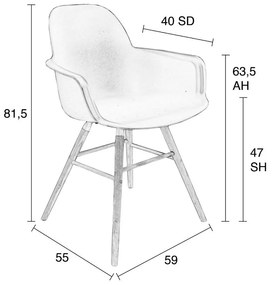 OnaDnes -20% Světle šedá plastová jídelní židle ZUIVER ALBERT KUIP s područkami