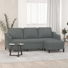 3místná pohovka s podnožkou tmavě šedá 180 cm textil 3201136