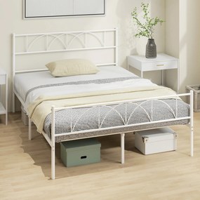 HOMCOM Postelový rám 140x190 cm s čelem, ocelovým roštem, úložným prostorem pod postel