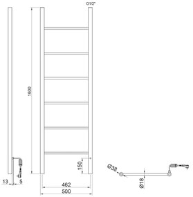 Sapho, KARBO Elektrický sušák ručníků, kulatý, 500x1600mm, 120 W, černá, KB905