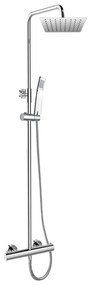 Mereo Mereo, Termostatická nástěnná sprchová baterie s hadicí, ruční a talířovou hranatou sprchou slim 200x200mm, CB60104TSD