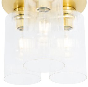 Art Deco stropní svítidlo zlaté se sklem 3-světlo - Laura