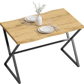 HOMCOM jídelní stůl pro 2 osoby, kuchyňský stůl, moderní styl s tlustou stolní deskou, 110 x 67 x 75,5 cm, černá a dub