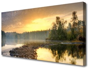 Obraz na plátně Jezero Kameny Krajina 125x50 cm