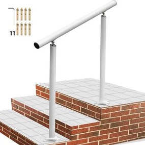 Venkovní zábradlí, 0,9 m, 86,4 cm Bílé na schody nastavitelné od 0 do 60 stupňů