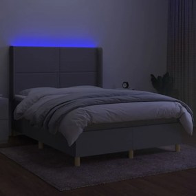 Box spring postel s matrací a LED světle šedá 140x200 cm textil 3138797