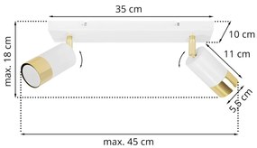 Stropní svítidlo HUGO, 2x bílé/zlaté kovové stínítko, (možnost polohování)