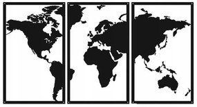 Walenty Kovová nástěnná dekorace obraz mapa světa 100x52,5cm černá