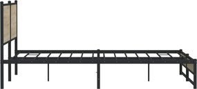 Kovový rám postele bez matrace dub sonoma 200 x 200 cm 3301398