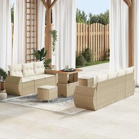Sada zahradních pohovek s polštářem 10 pcs Béžová polyratan 3361841